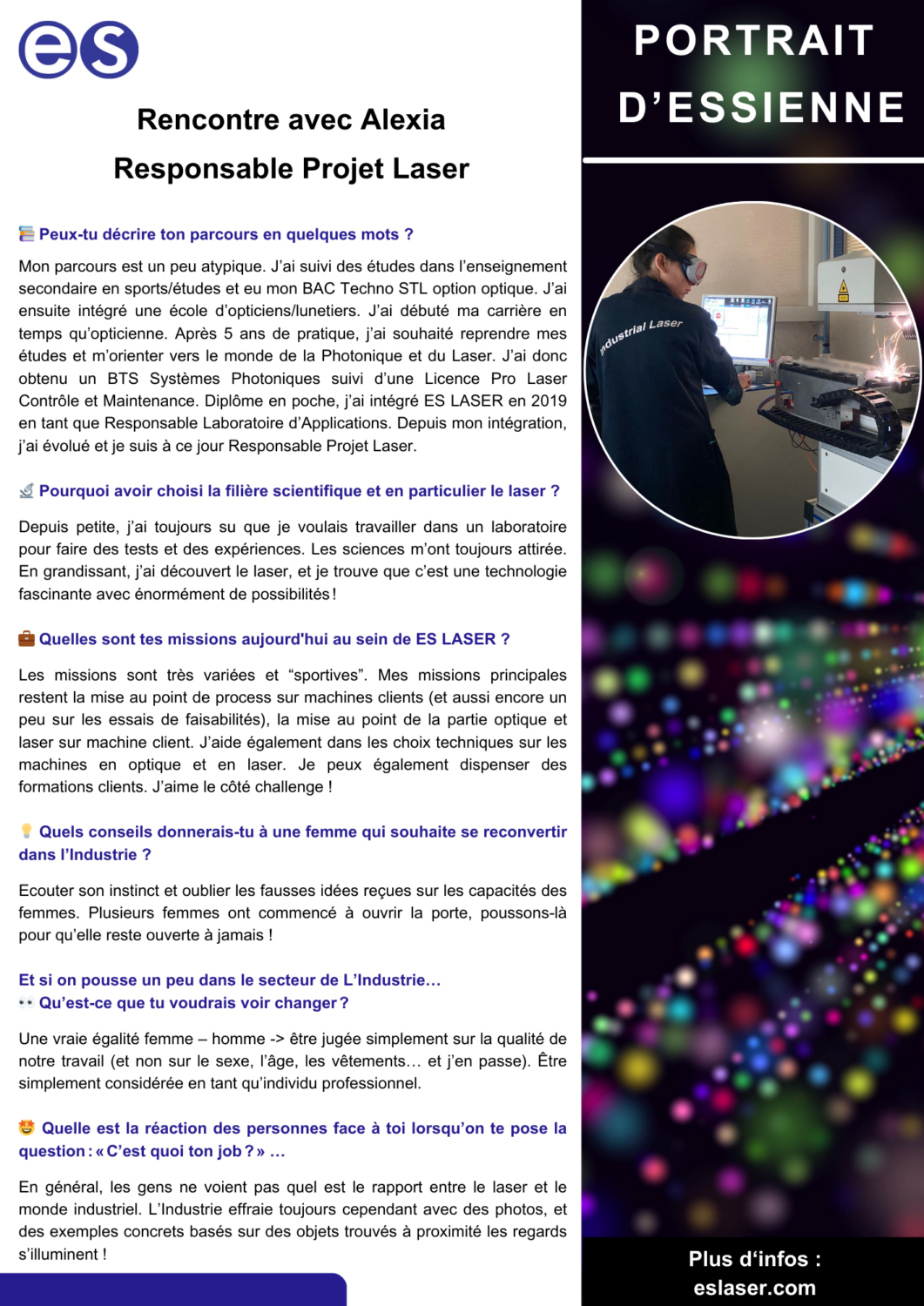 Portrait d'ESsienne - Expert laser - ESLaser